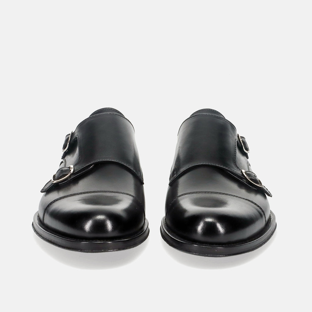 Men's double buckle shoe Sangiorgio in black leather – SANGIORGIO