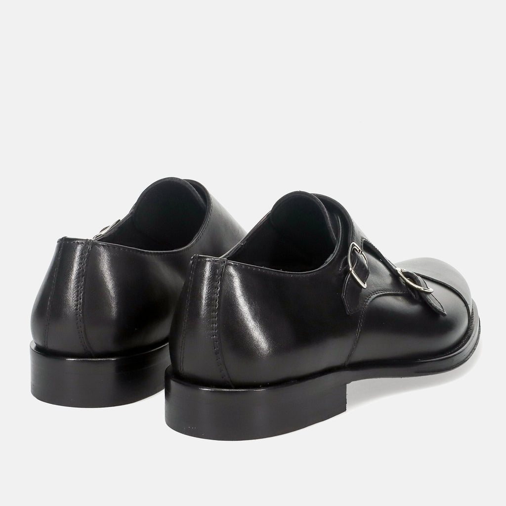 Men's double buckle shoe Sangiorgio in black leather – SANGIORGIO