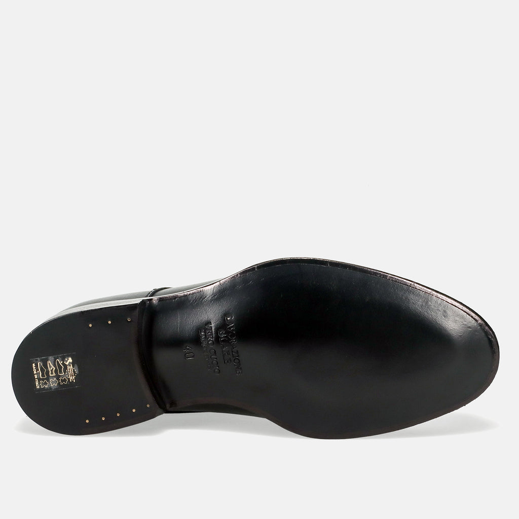 Men's double buckle shoe Sangiorgio in black leather – SANGIORGIO