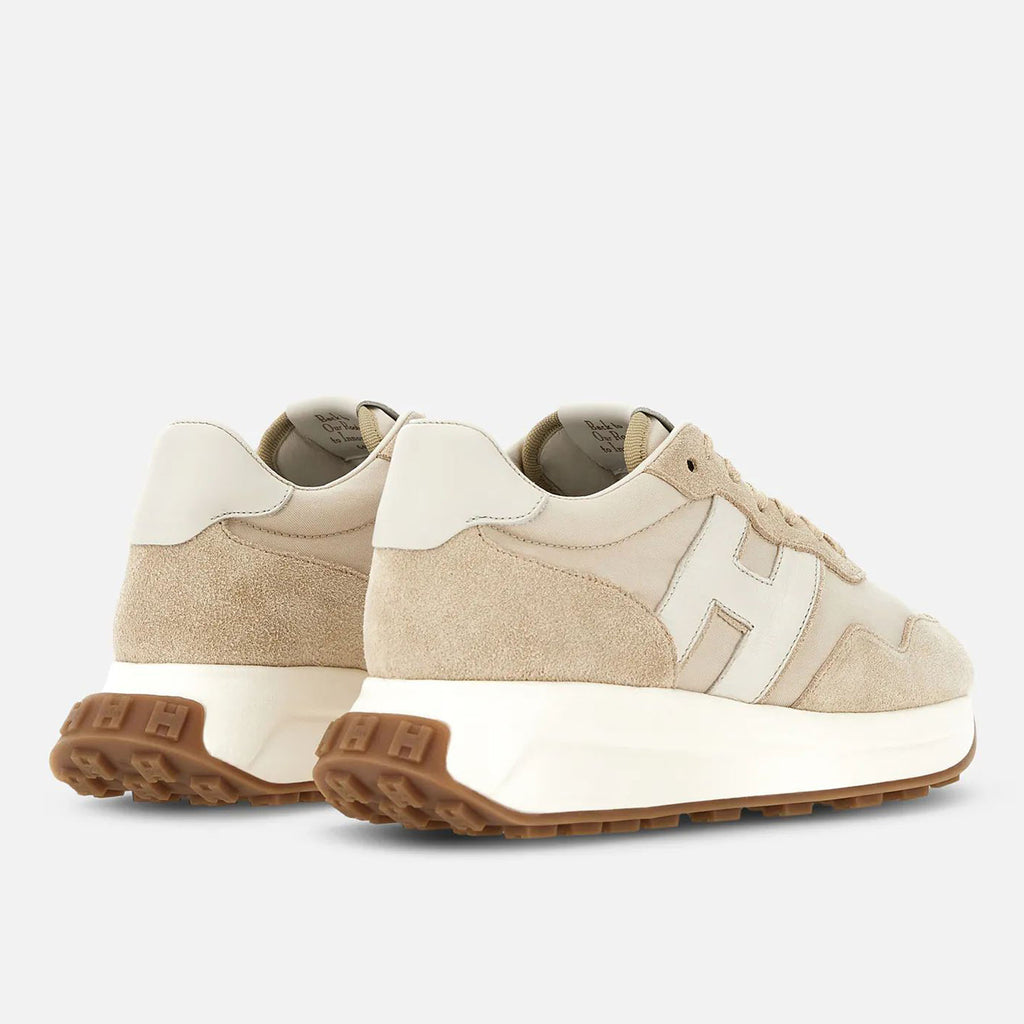 Baskets femme Hogan H641 en daim et tissu beige – SANGIORGIO