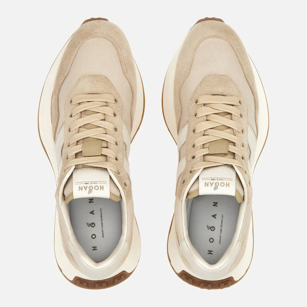 Baskets femme Hogan H641 en daim et tissu beige – SANGIORGIO