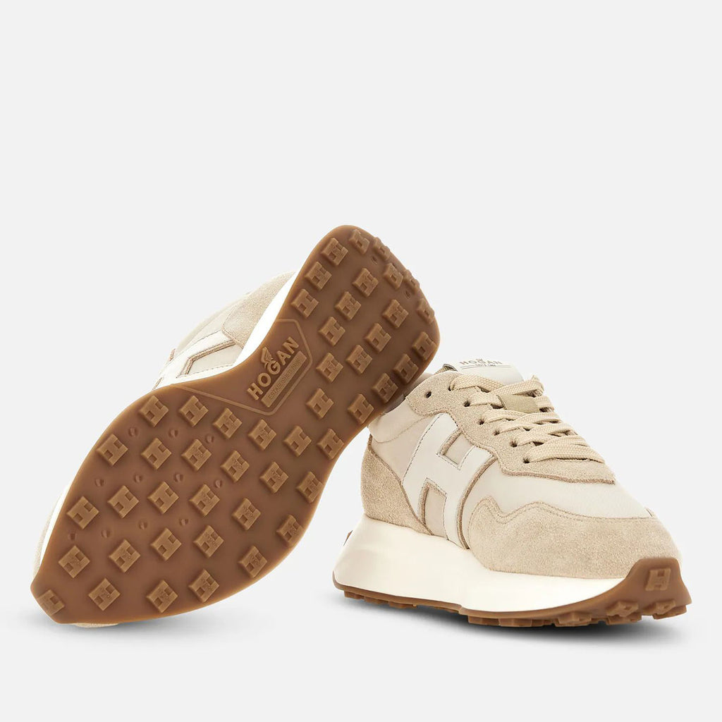 Baskets femme Hogan H641 en daim et tissu beige – SANGIORGIO